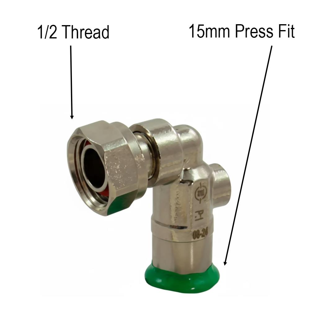 PEGASUS Press Fit 15mm Service Valve Angled - SNH Tradecentre